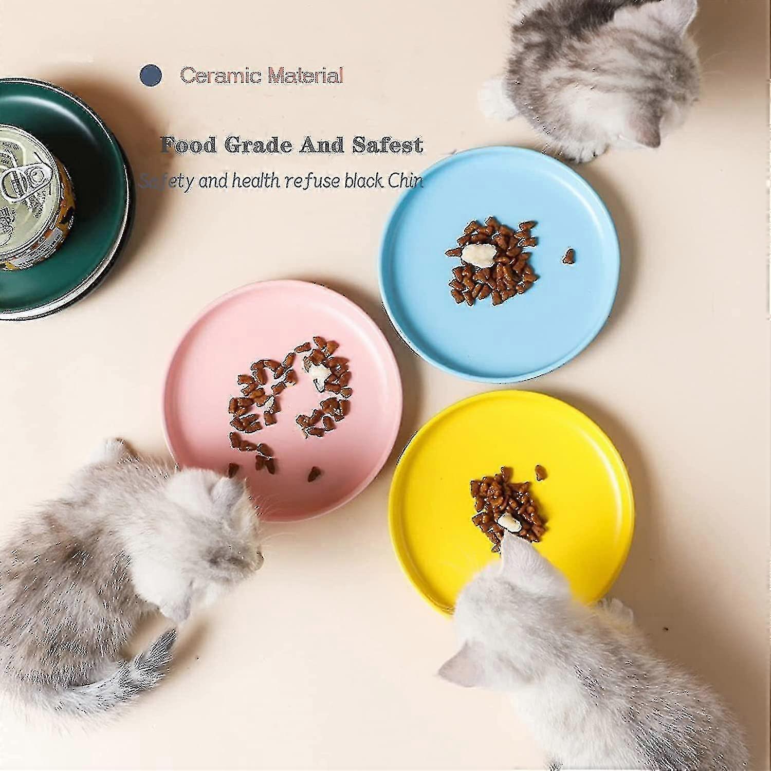 Ceramic Shallow Cat Dish Cat Wet Food Feeding Plates Wide Flat Cat Bowl ...