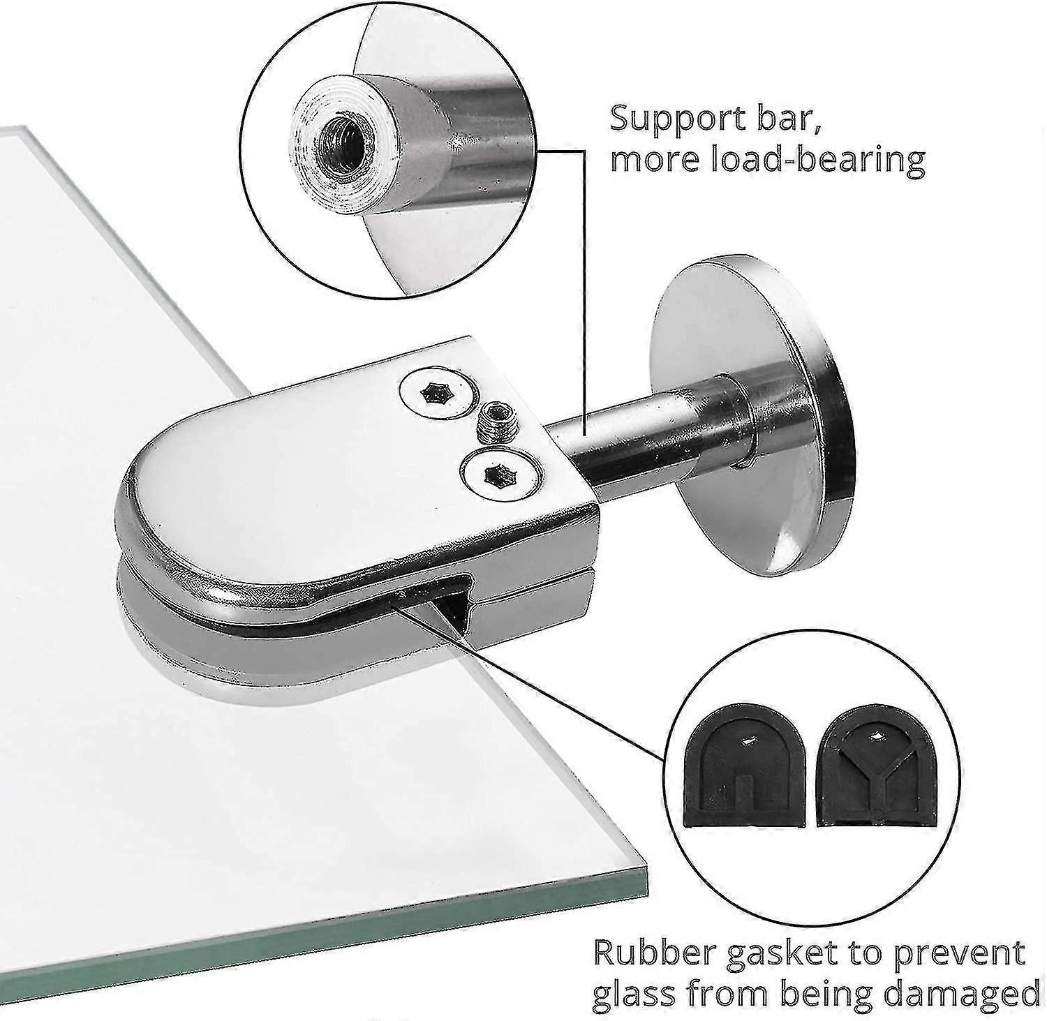 Glass Clamps 4 Pcs 304 Stainless Steel Glass Bracket Adjustable Glass ...