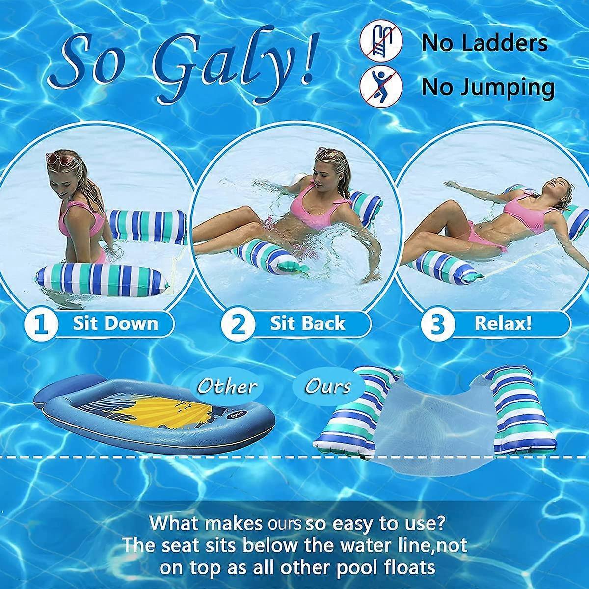 Inflatable Pool Mattress, 4 in 1 Multi-Use Inflatable Hammock Pool ...
