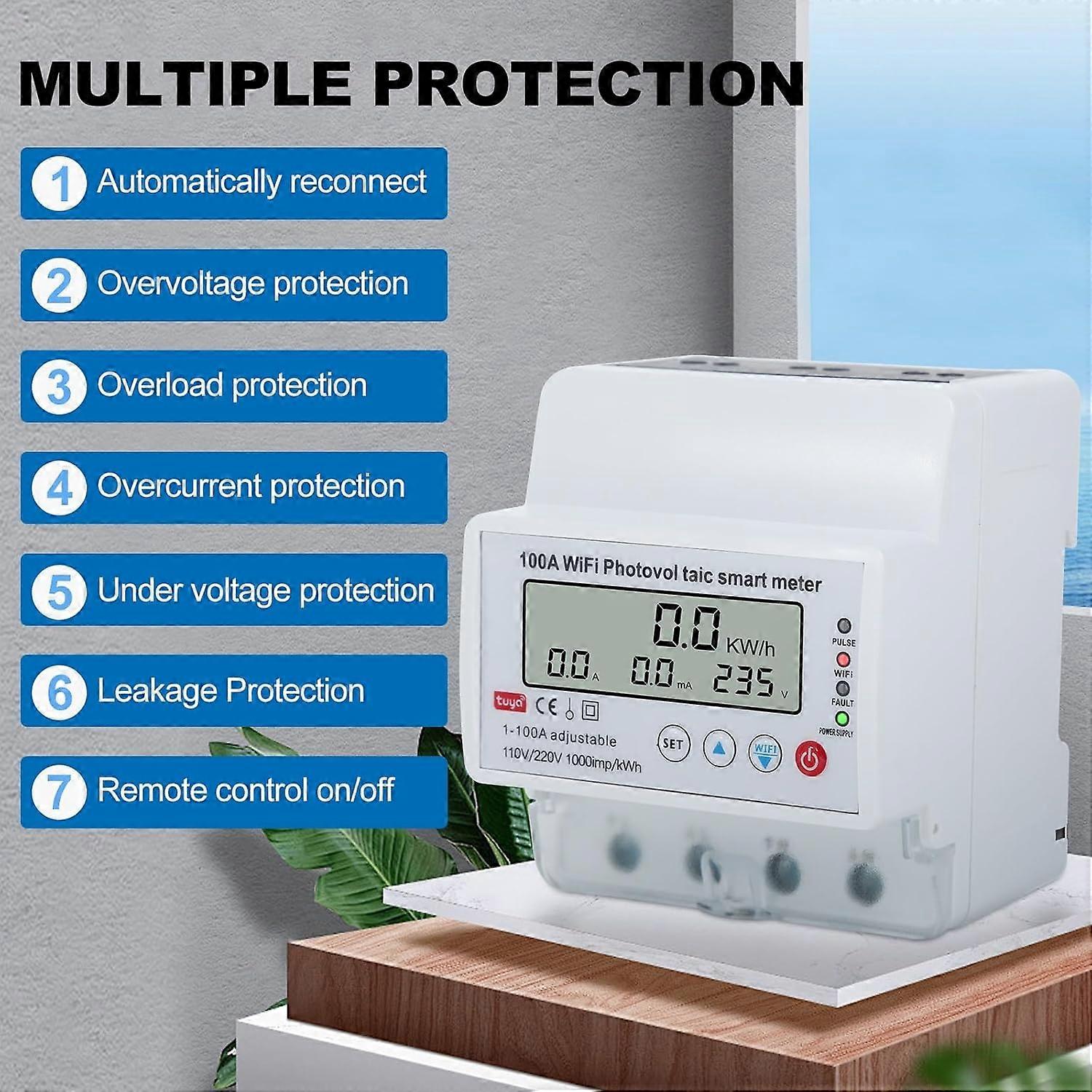 WiFi Smart Energy Meter 100A Single Phase 4P Tuya Smart WIFI ...