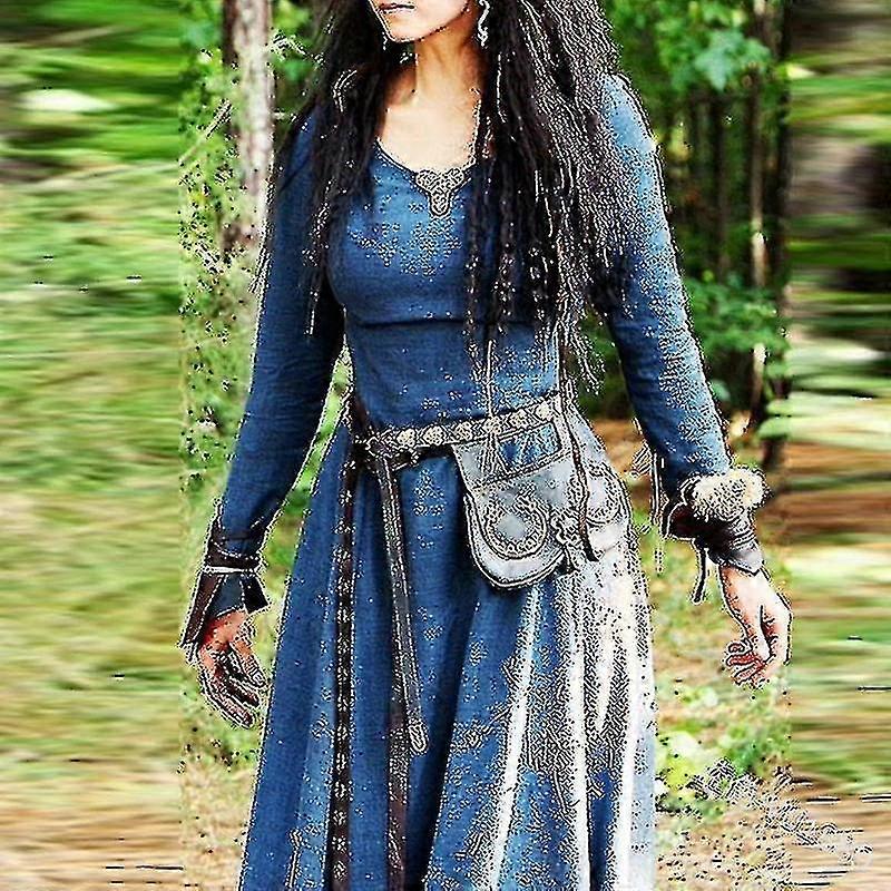 Medieval Dress Women Long Sleeve Maxi Robe Vintage Fairy Elven Dress ...