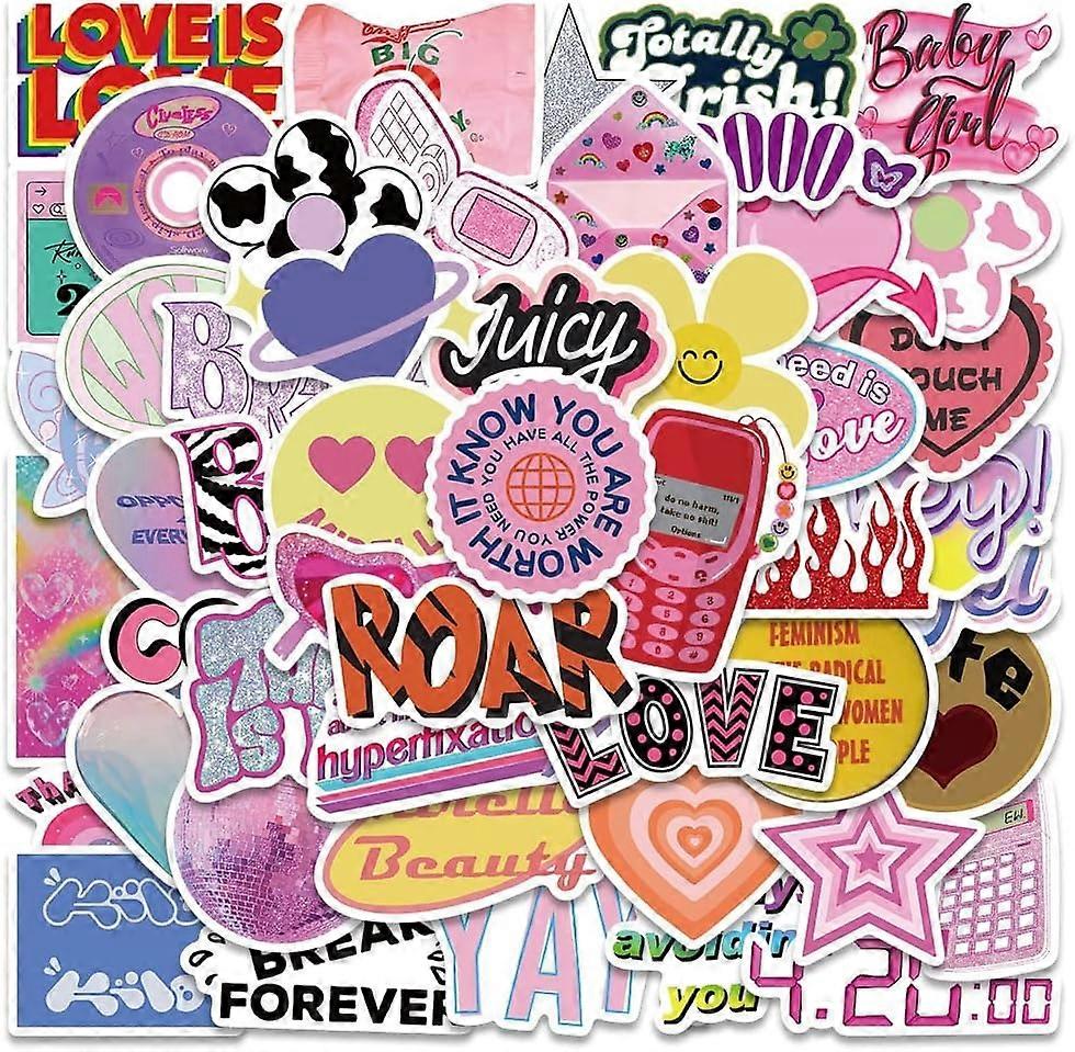 50Pcs Cute Pink Ins Style Girl Aesthetic Stickers Decals Laptop Luggage ...