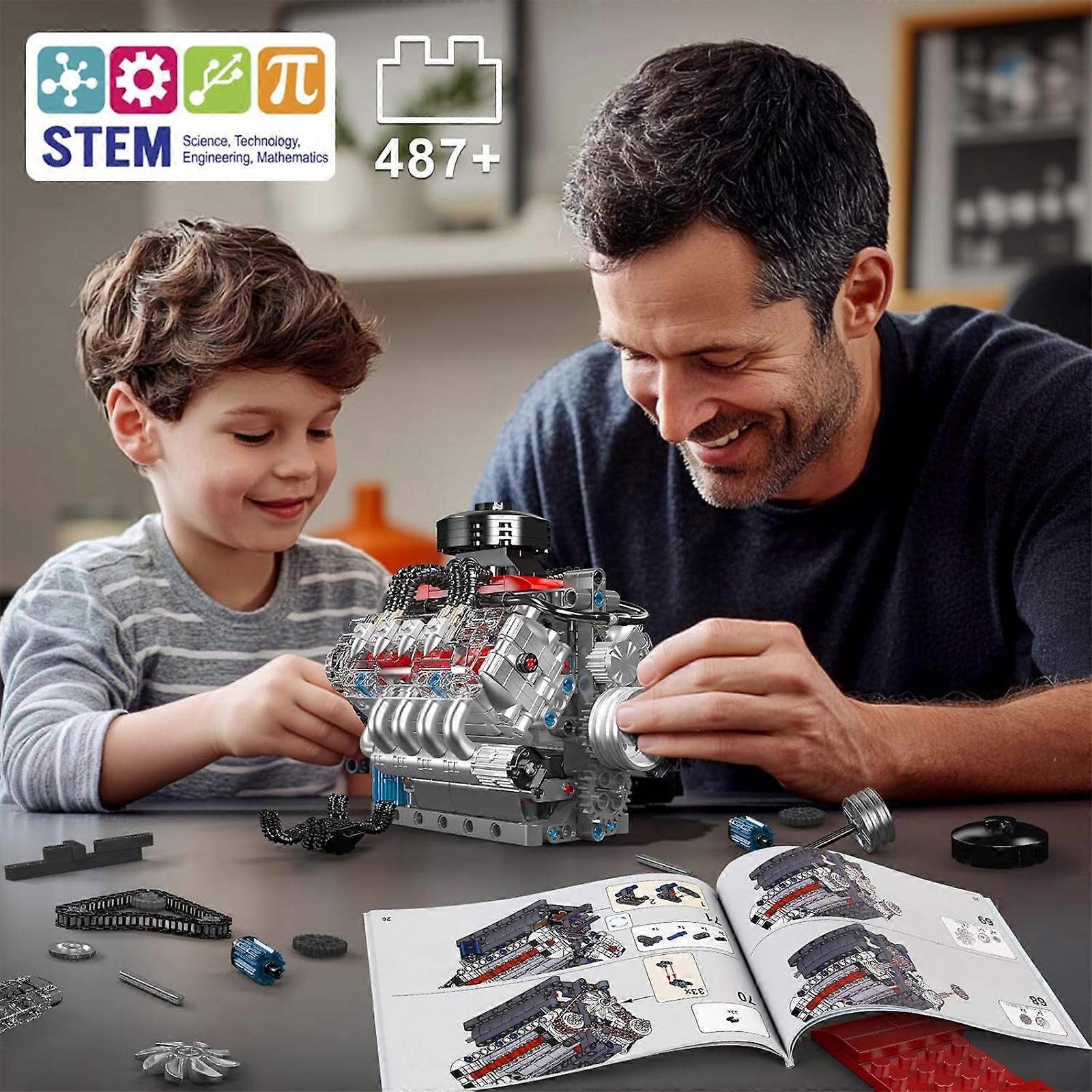 Mould King V8 Engine Building Blocks Sets, V8 Engine Model kit That Run ...