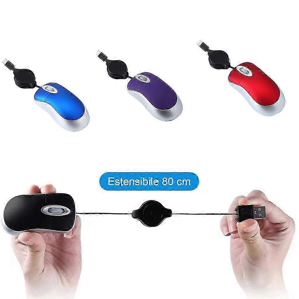 USB C Corded Mouse Retractable Cable Small Mouse for Kids Children ...