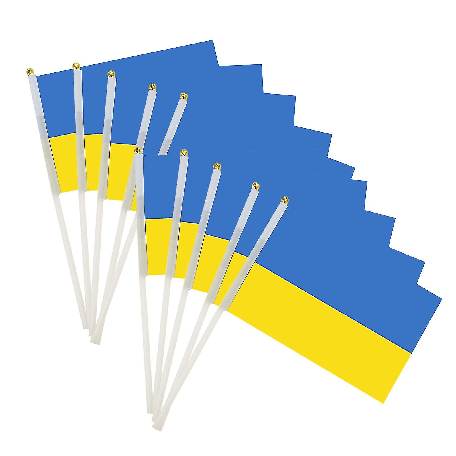50pcs Ukraine Hand Held Flags Ukrainian National Stick Flags Mini Stick ...
