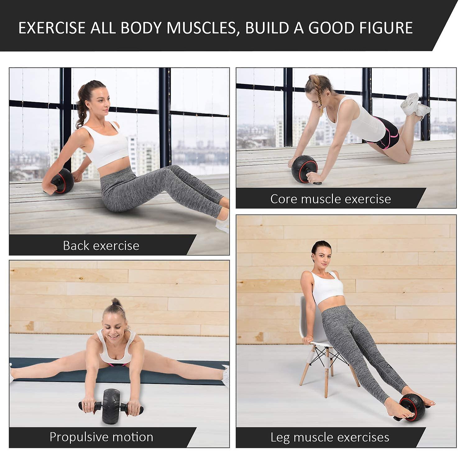 Ab Roller Abdominal Exerciser Wheel With Thick Knee Mat Ab-roller Wheel ...