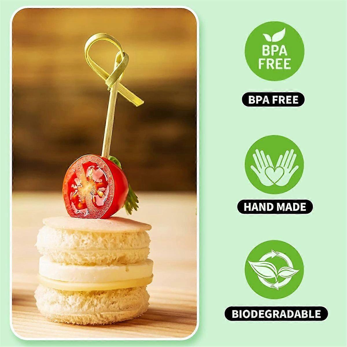 Bamboo Cocktail Picks, 4.13 Inch Skewers with Fancy Knot for Party ...