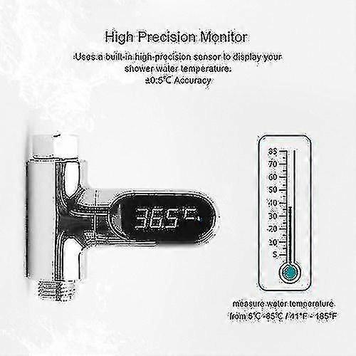 Led Display Water Meter Digital Shower Thermometer Bath Temperature ...