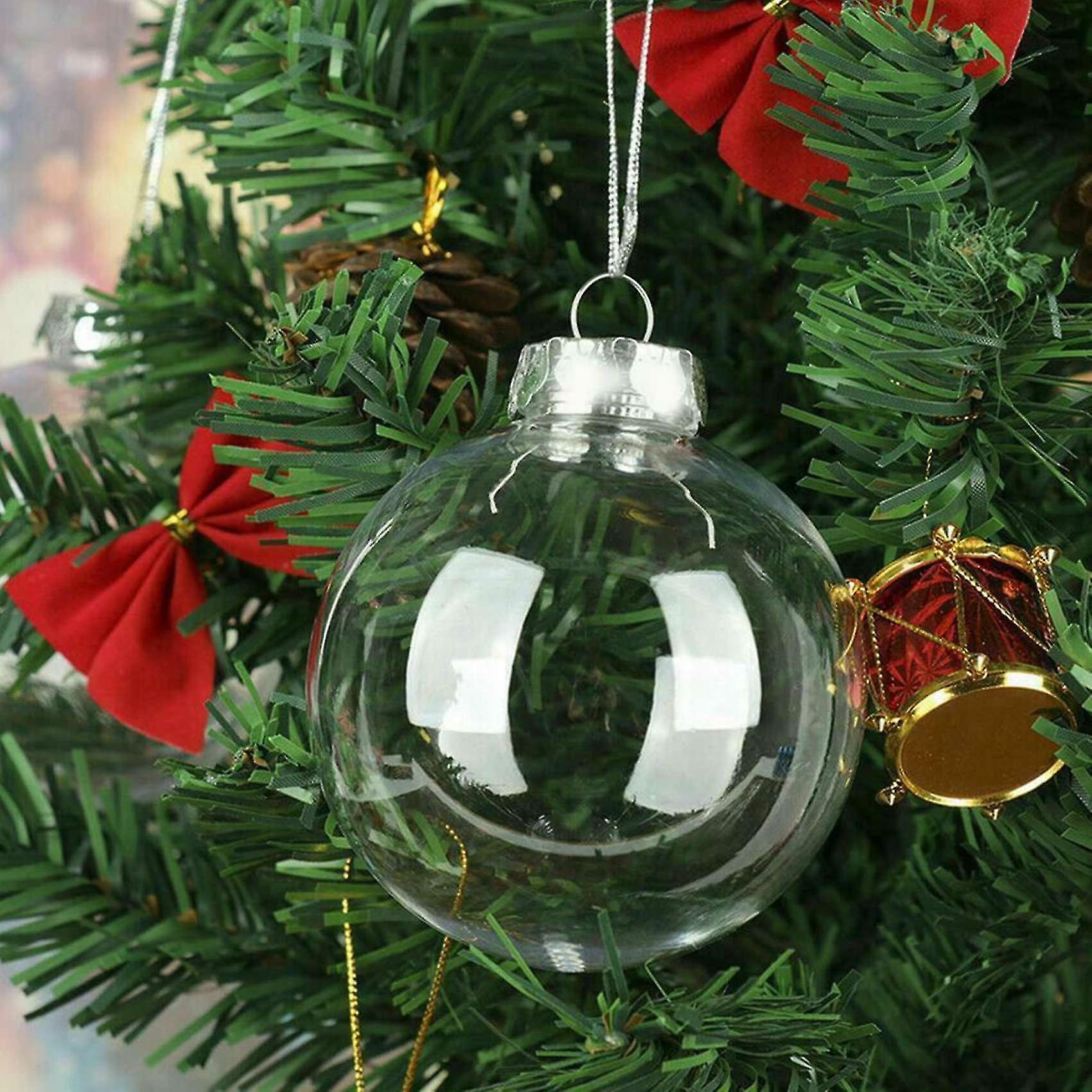 20 Pcs Diy Clear Plastic Fillable Ornament Christmas Balls With ...