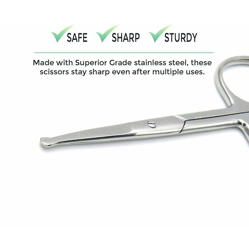 Round Stainless Steel Facial Hair Scissors/Safety Scissors for Nose ...