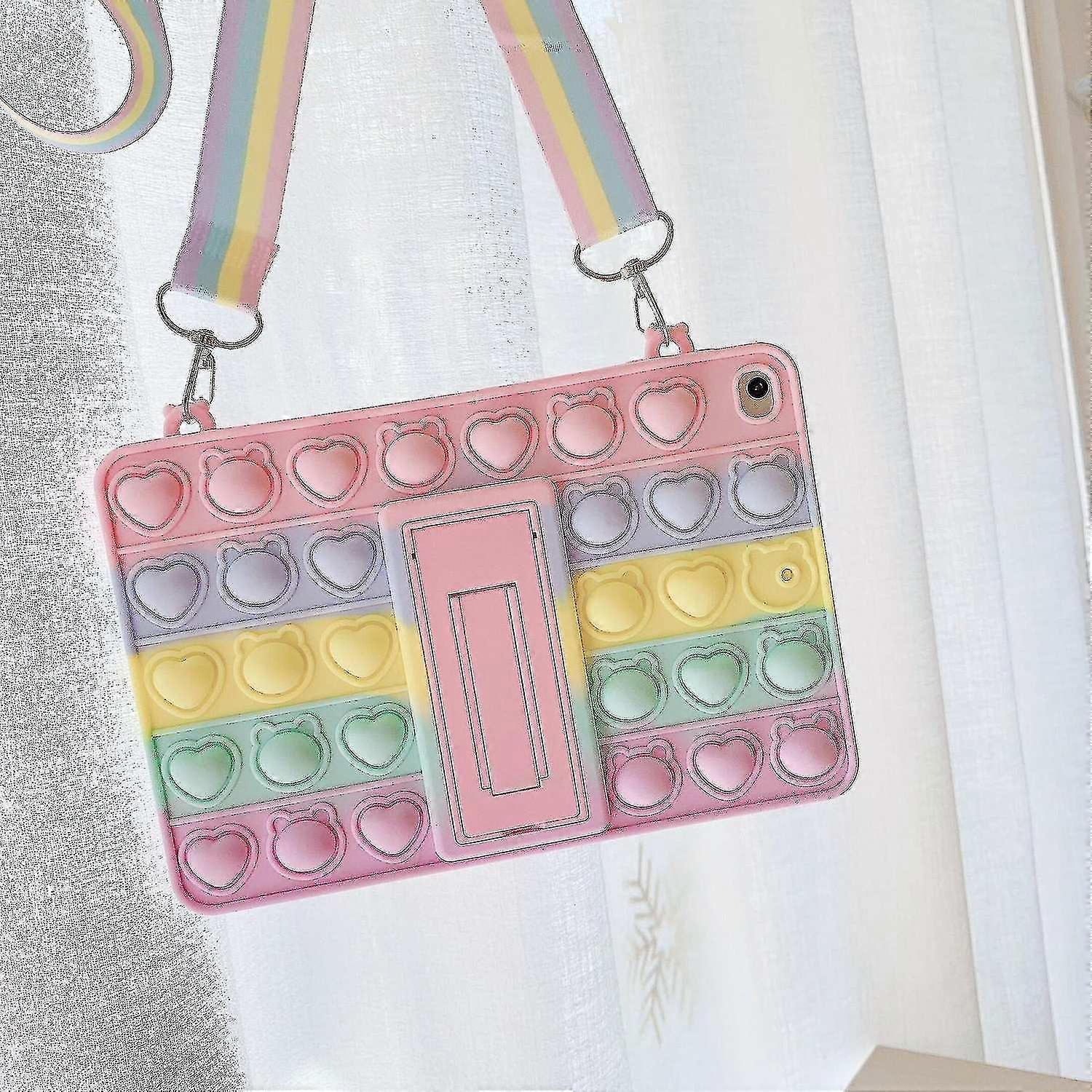 Pop-it Push Bubble Fidget Toy Silicone Cute Case For Ipad With Lanyard ...