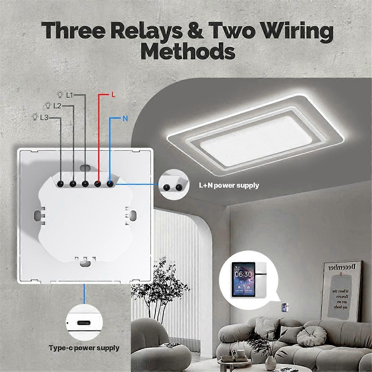 Tuya WiFi Smart Control Panel 3.5-Inch Screen, 3 Relays, Bluetooth ...