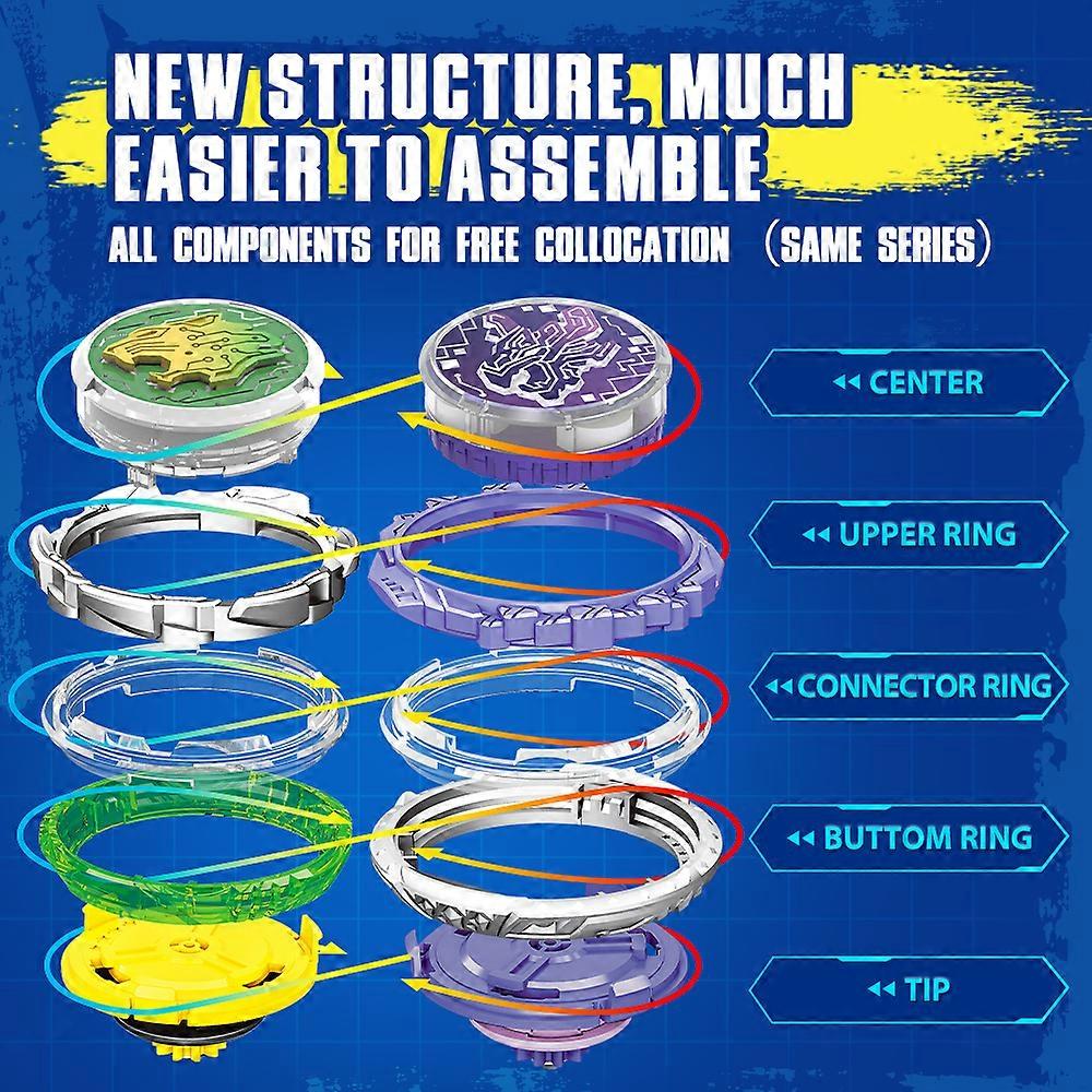 6 Standard Pack-lightning Leopard Glowing Metal Spinning Top Gyro With ...