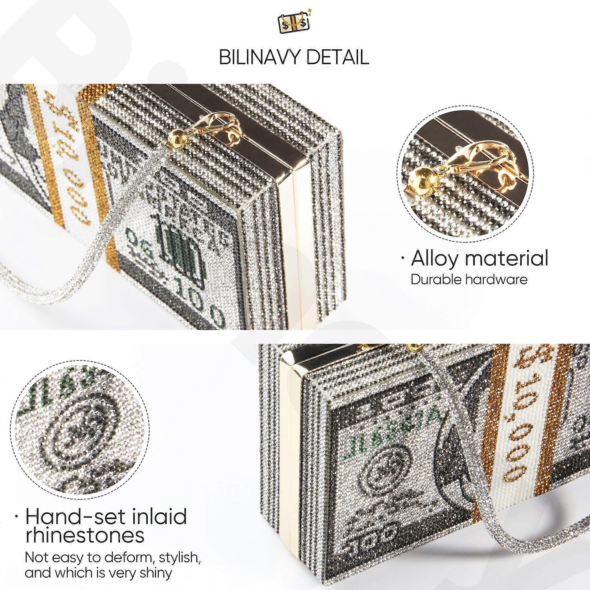 2025,Money Clutch Purses for Women, Stack of Cash Dollars Crystal ...