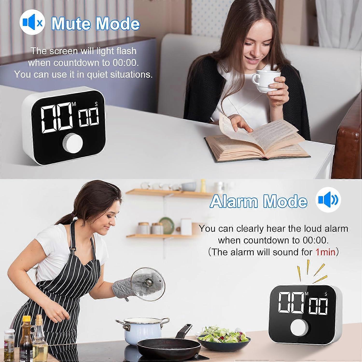 Digital Kitchen Timer Magnetic Countdown Count Up Timer with Large LED Display Stopwatch Timer ...