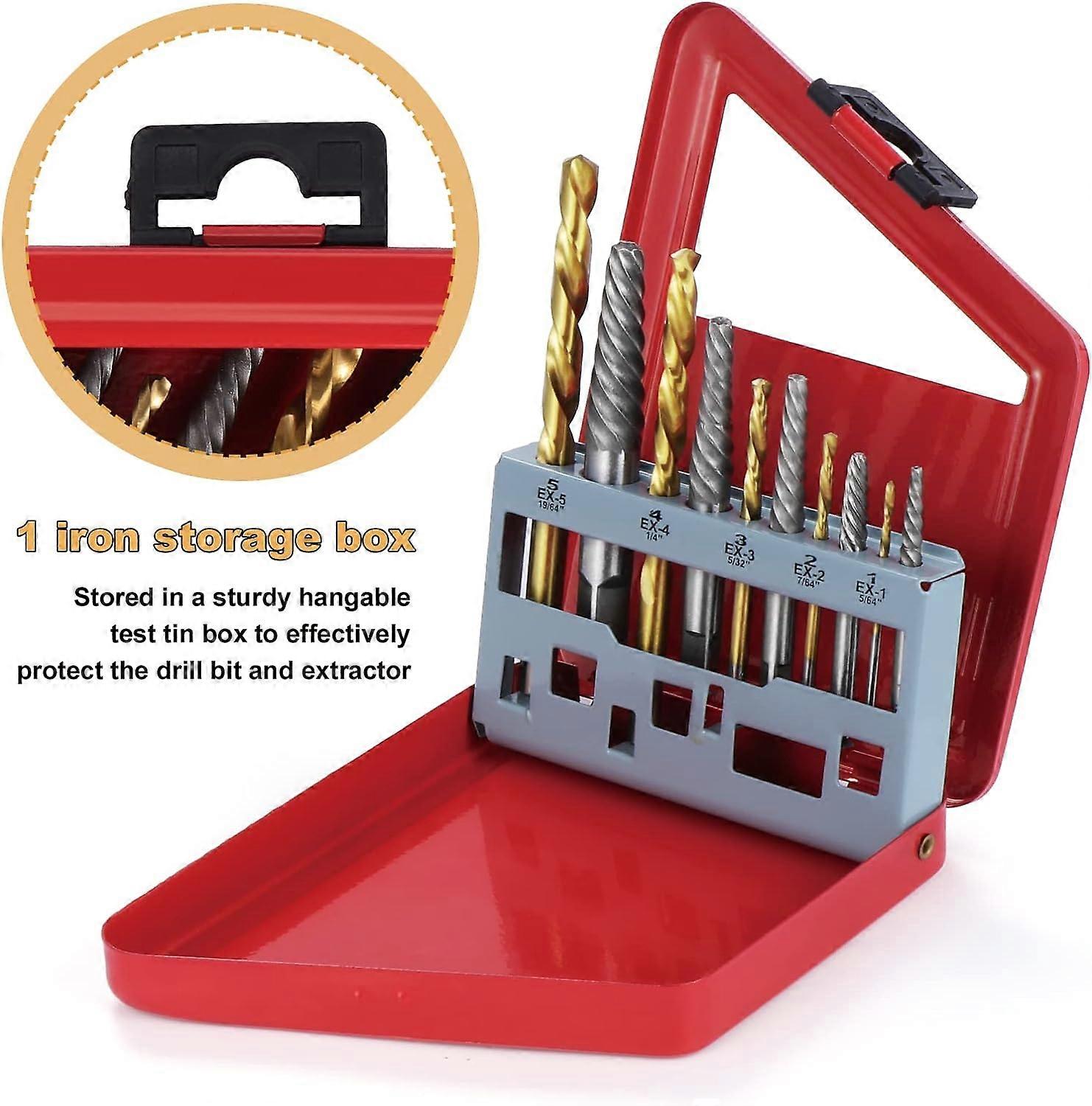 10 pcs screw extractor set, tap twist drill, imperial drill bits, made ...