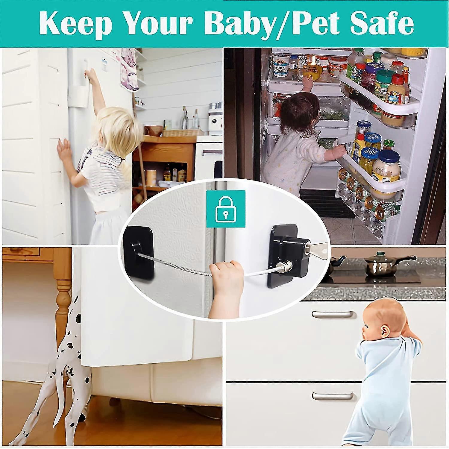 Fridge Lock, 2 Pack Refrigerator Lock For Kids With Keys, Child Locks ...