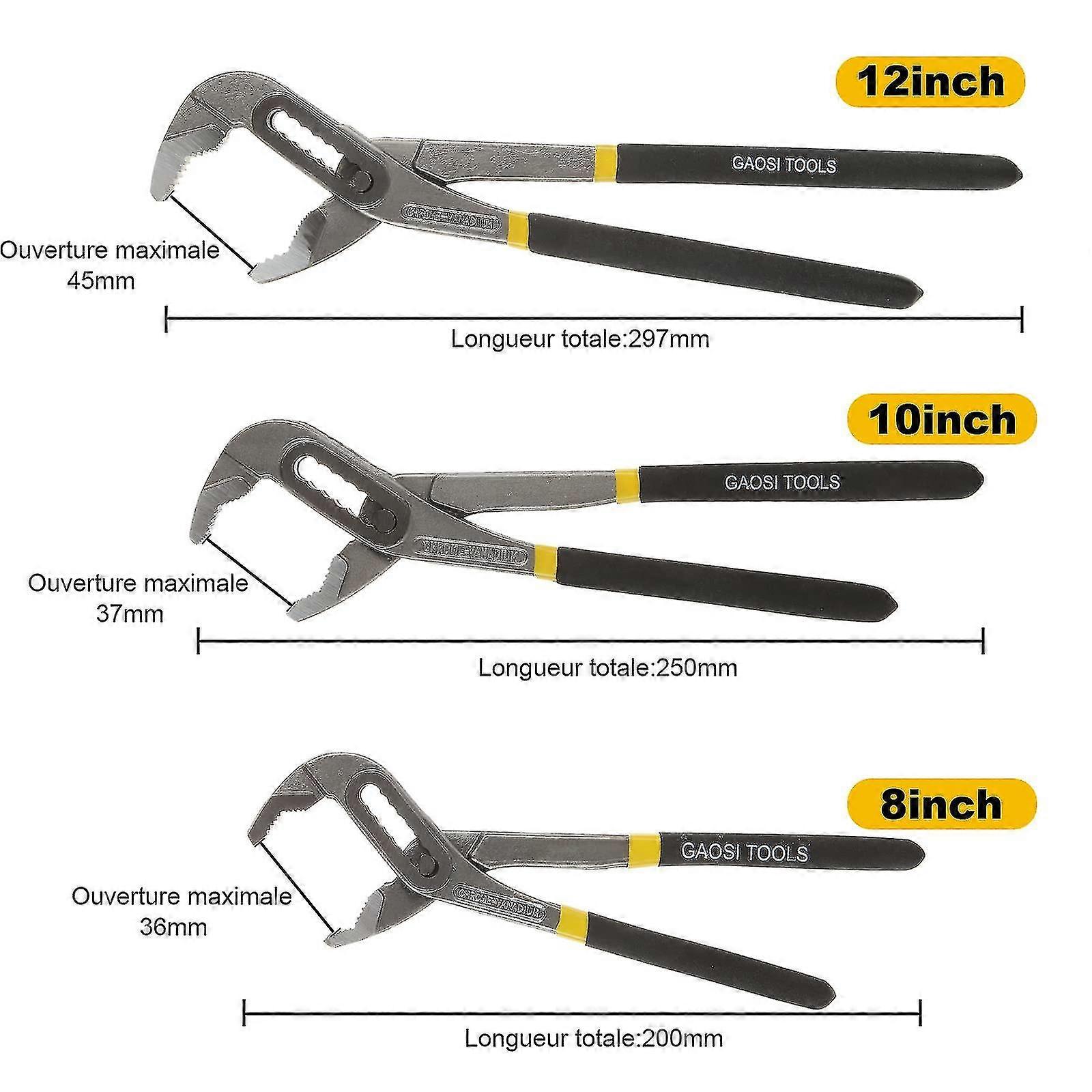 Set Of 3 Adjustable Water Pump Pliers Quick Release, Water Pump Pliers ...