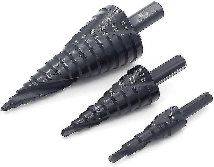 3 Pcs Hss Spiral Nitriding Step Drill Bit For Cutting Hole Enlarge ...
