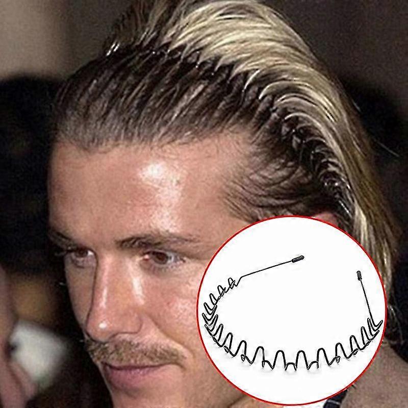 Metal Hair Bands, Spring Wavy Hair Hoop Unisex Black Wavy Headband ...