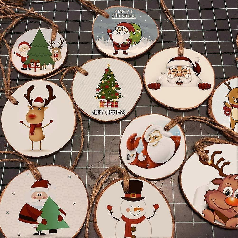 Natural Wood Slices 50Pcs, DIY Wooden Christmas Ornaments Unfinished ...