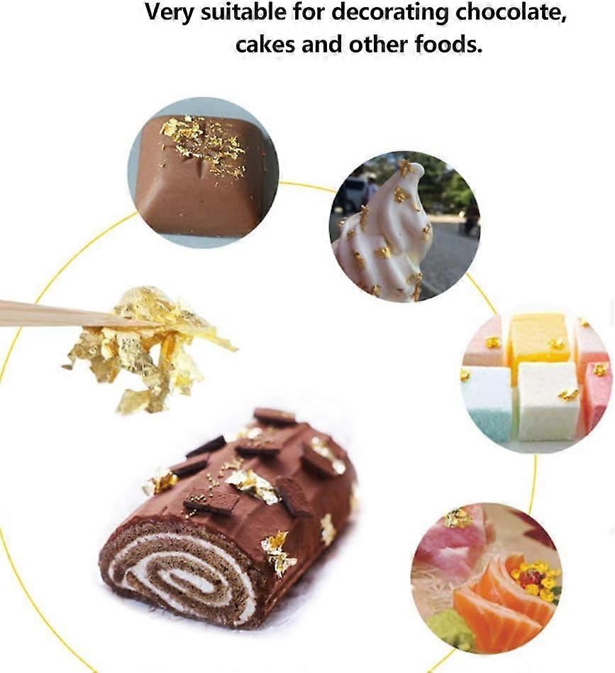 2Pcs Edible Gold Leaf, Genuine Gold Flakes for Cooking, Cakes, Makeup ...