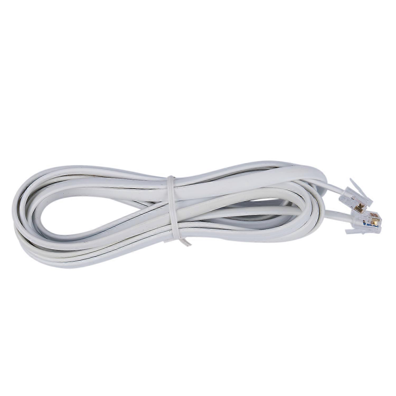 6P6C RJ11 Telephone Extension Fax Modem Cable Line 9.8Ft Length White ...