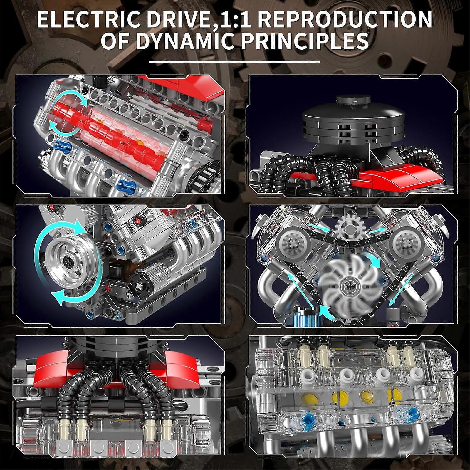Mould King V8 Engine Building Blocks Sets, V8 Engine Model kit That Run ...