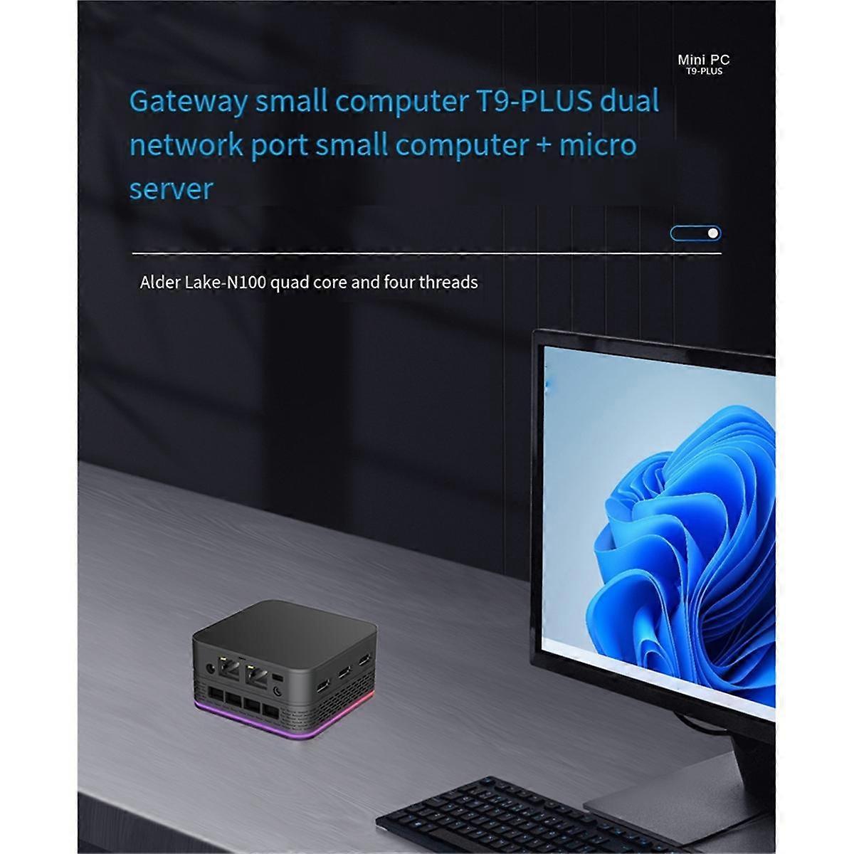 T9 Plus Mini PC Alder Lake N100 DDR5 No SSD 8GB Quad-Core Quad-Threaded with Dual Gigabit ...