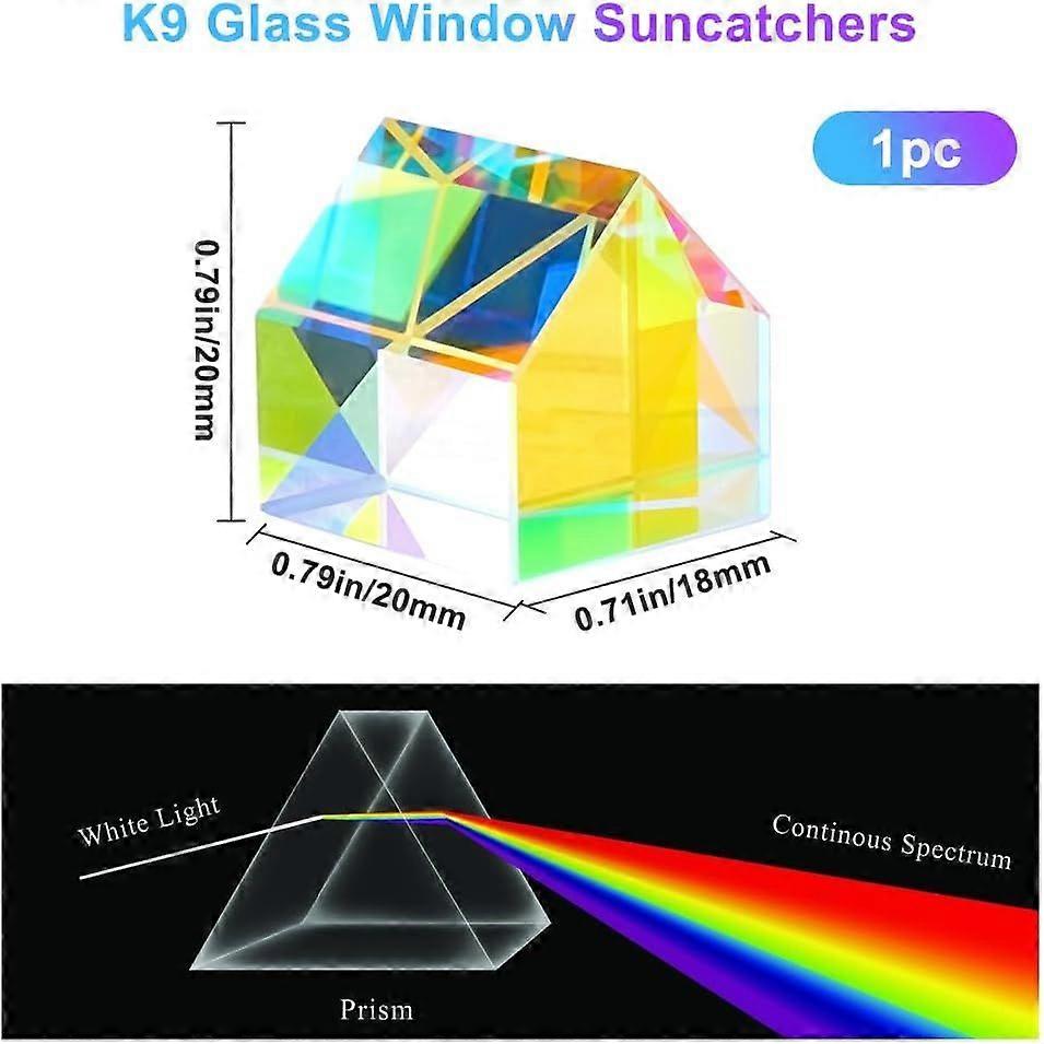 20mm Glass Prism Cube Optical Glass Cube Clear AB K9 Creative Cabin X RGB Dispersion Crystal ...