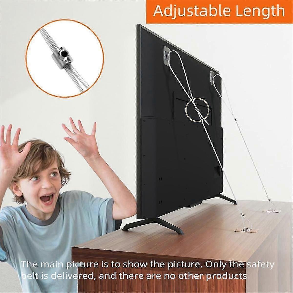 6 Pack Adjustable 42Inch TV Straps, NoDrill Adhesive AntiTip Furniture ...