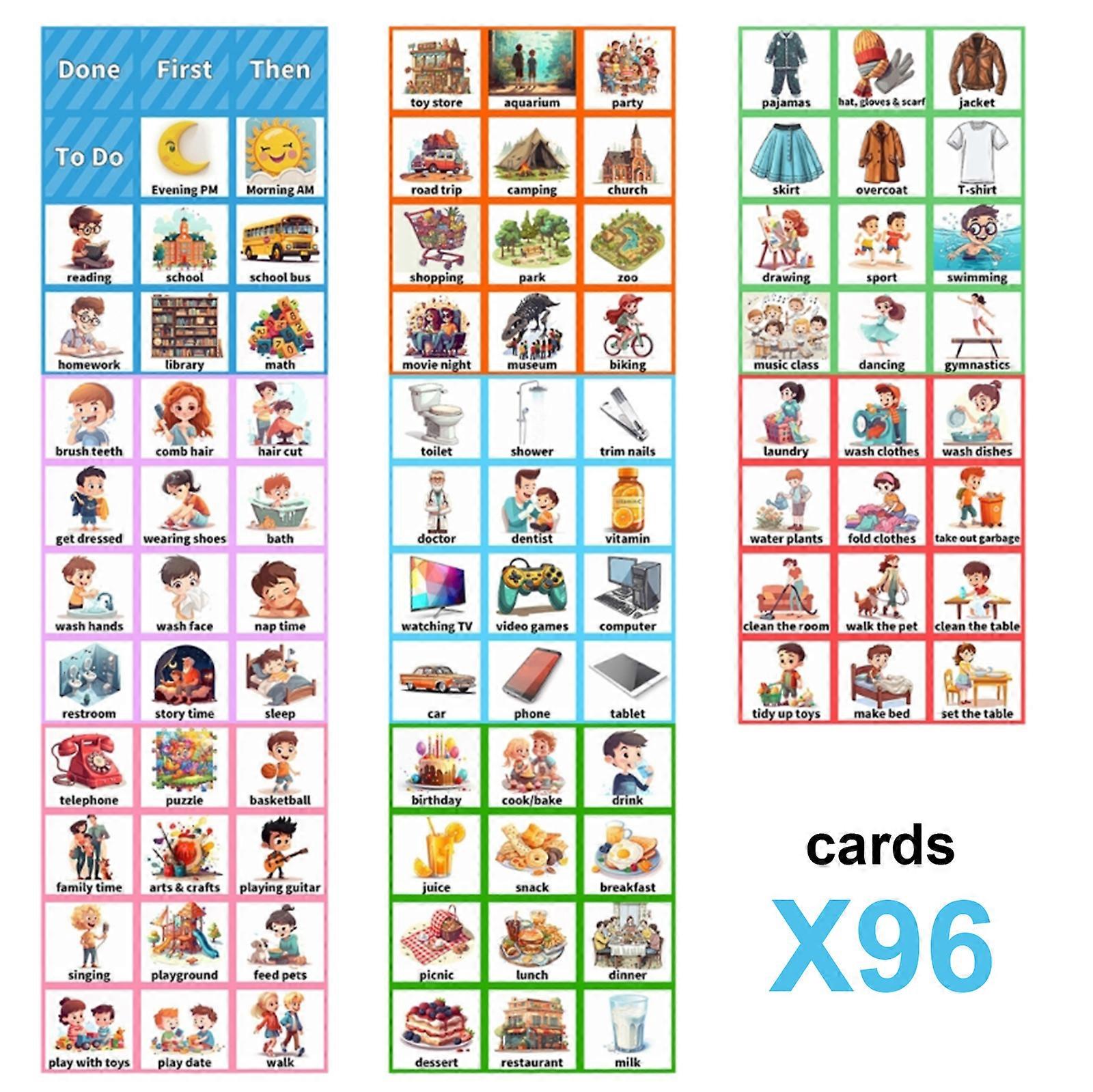 Kids Daily Schedule Chart 18+1 Pocket Visual Schedule Chart Visual ...