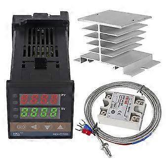 PID-Temperature Controller -C100 Thermostat Kit High Voltage 100ACV to 240ACV+SSR Relay 40DA+ K ...