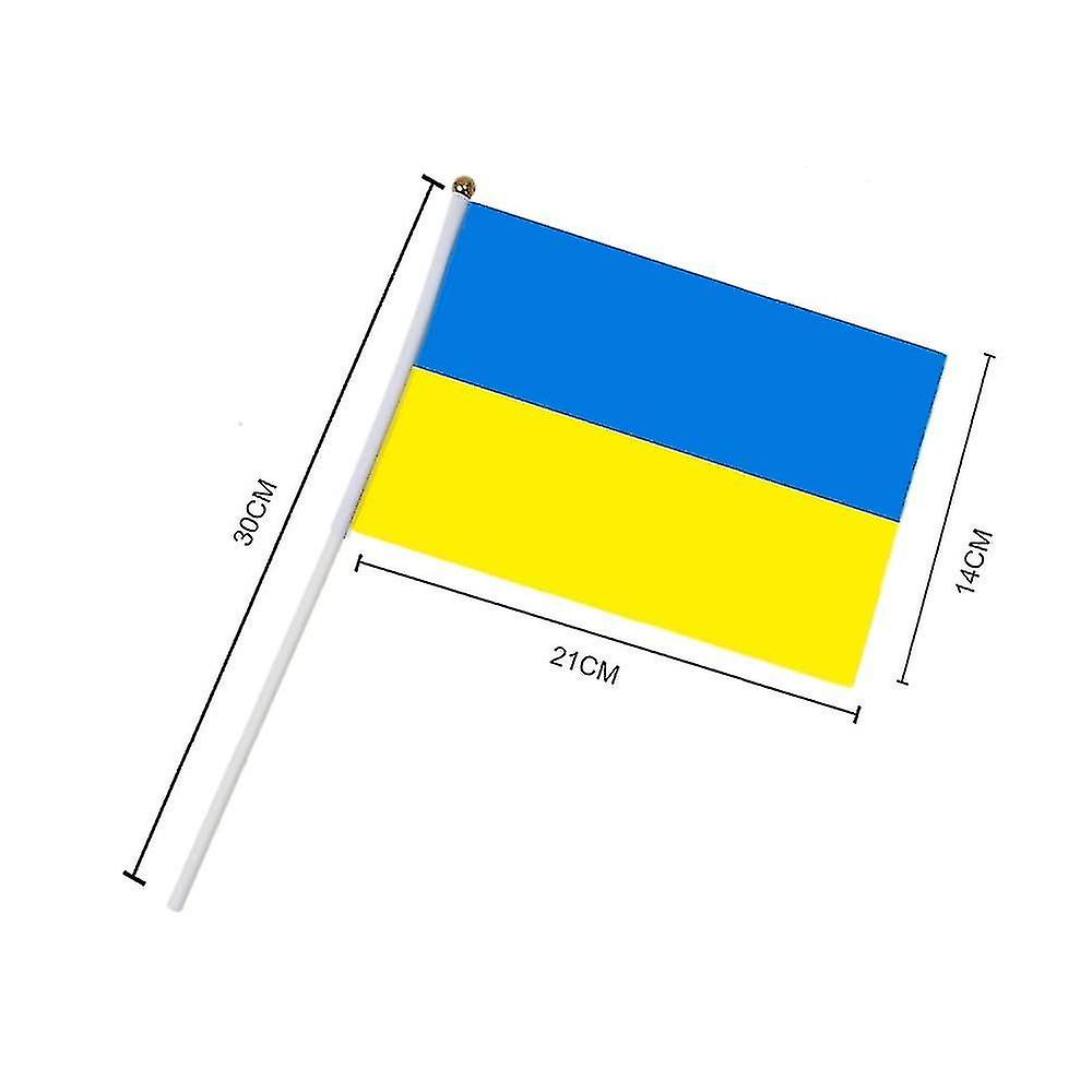 Mini Pocket Flag Ukraine Hand Wave Flag 14*21cm White Pole Bright ...