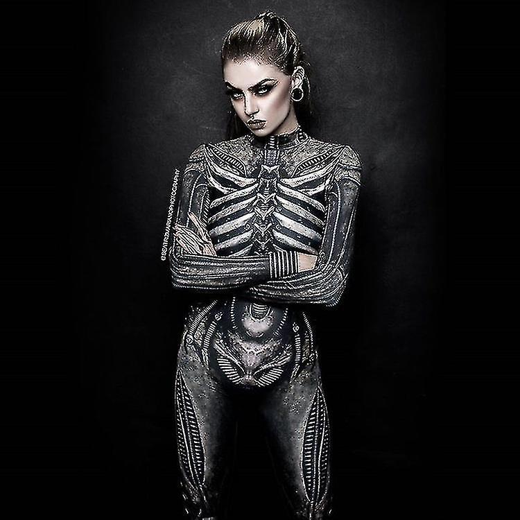 2022 New Print Halloween Horror Human Skeleton Uniform Tight Jumpsuit ...