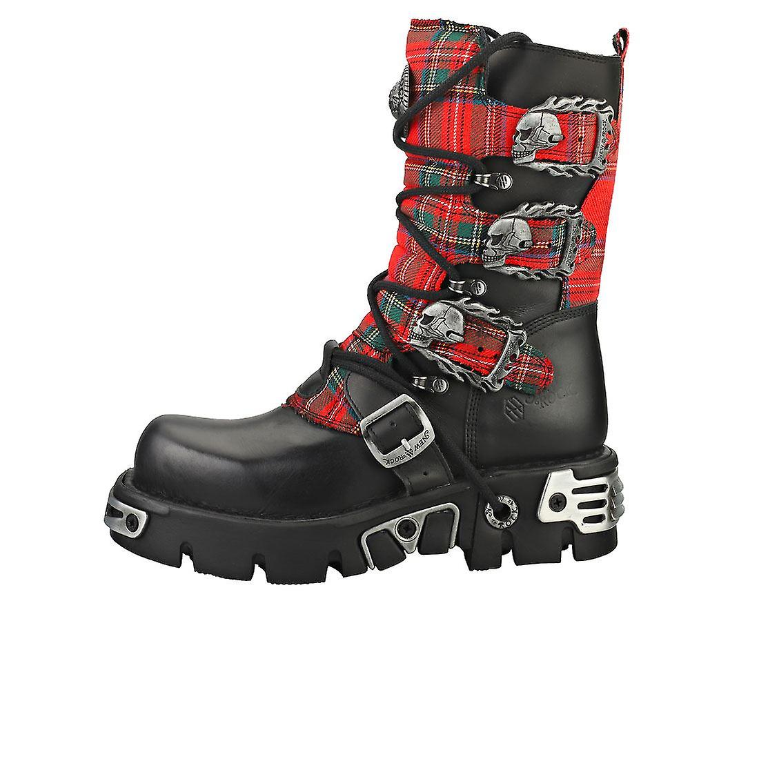 New Rock Tartan Reactor Boots Unisex Platform Boots in Tartan Black ...