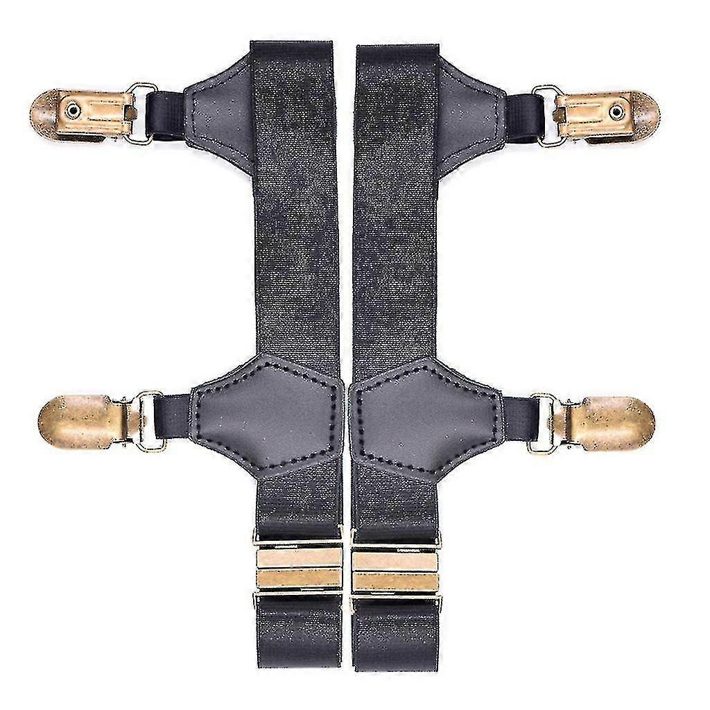 Men Women Black Socks Suspenders Holder With Double Hard Metal Non-slip ...