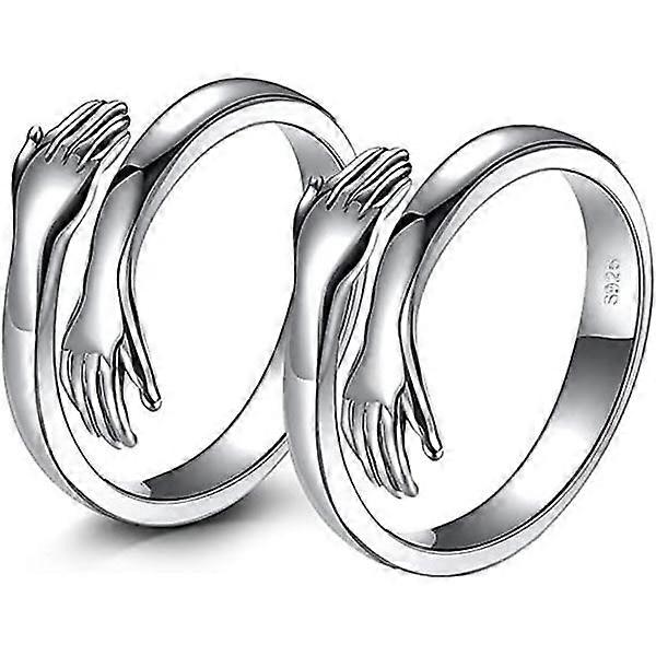 2pcs Hug Ring, 925 Sterling Silver Hug Rings For Women Men Girls Love ...