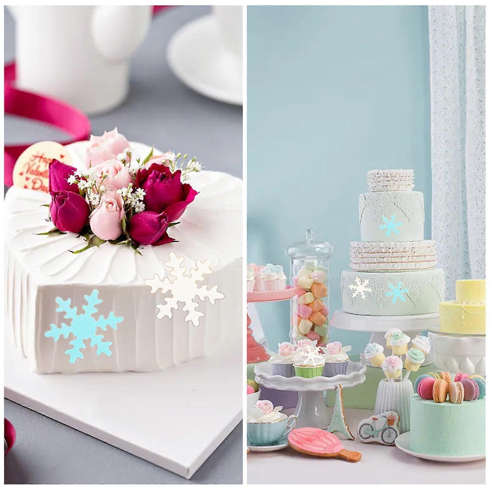 Pack of 50 edible snowflake cupcake toppers, snowflake cake decorations ...