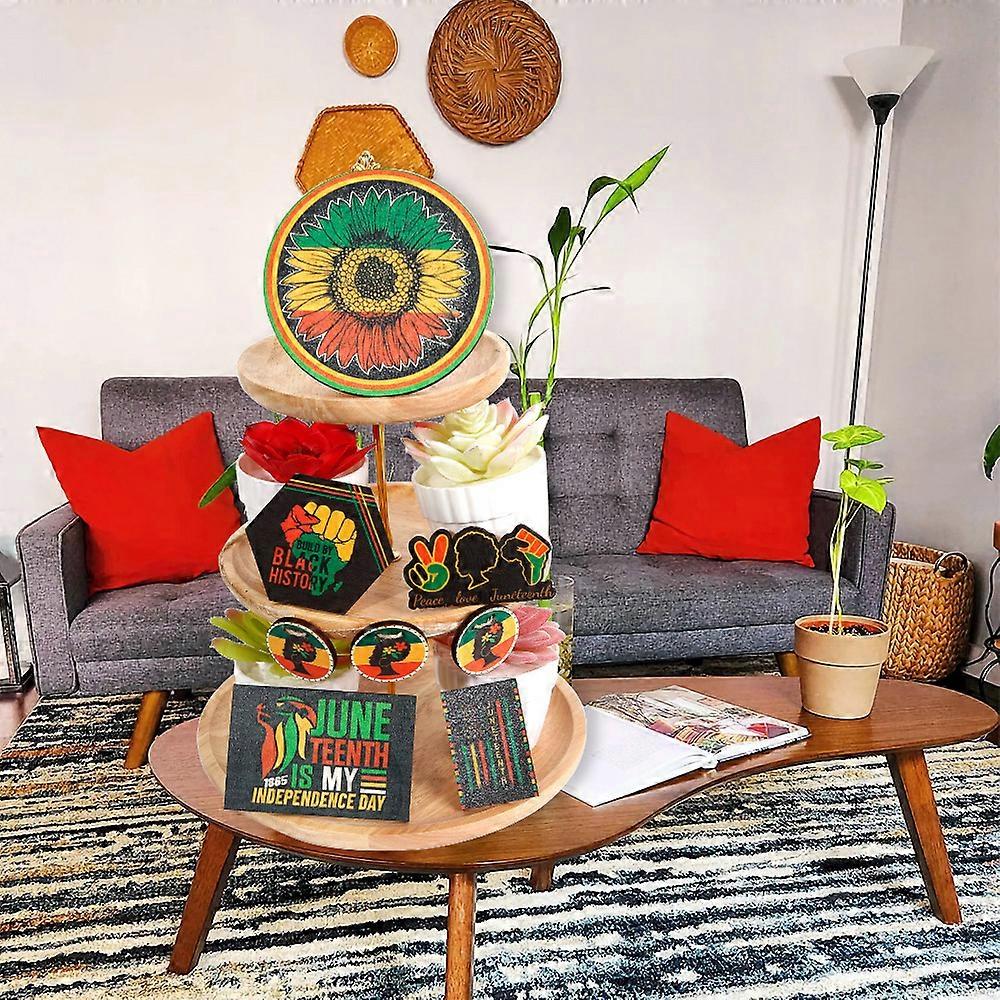 Juneteenth Tiered Tray Decor Set Happy Juneteenth Wooden Crafts Hanging ...
