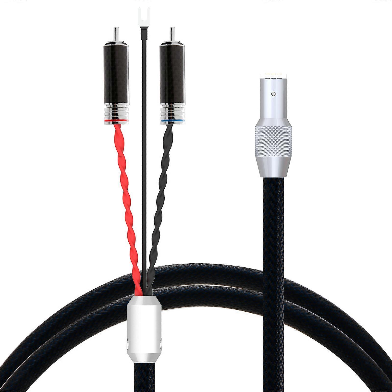 Preffair 5N OFC Silver Plate Tonearm Cable 5 Pin DIN to 2RCA Phono Interconnect Cable With ...