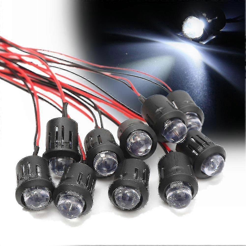 10 Pcs/set 12v 10mm Pre-wired Constant Led Ultra Bright Water Clear ...