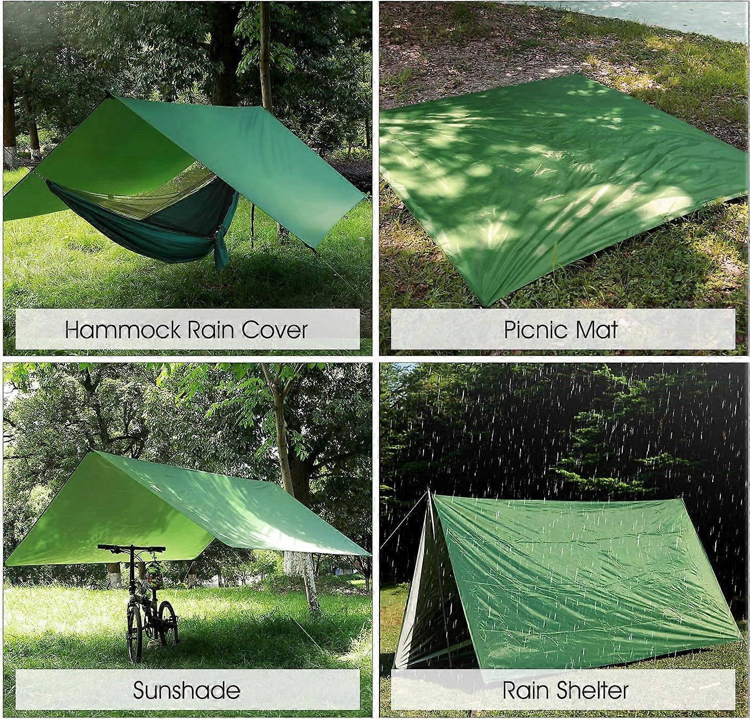 Camping Rainproof Tarp 3x3m Waterproof Hiking Shelter Tarp Hammock Tarp ...