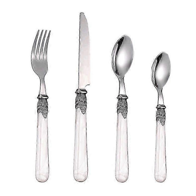 Exzact Cutlery Set 8pcs Antique Cream Handles/flatware Stainless Steel ...