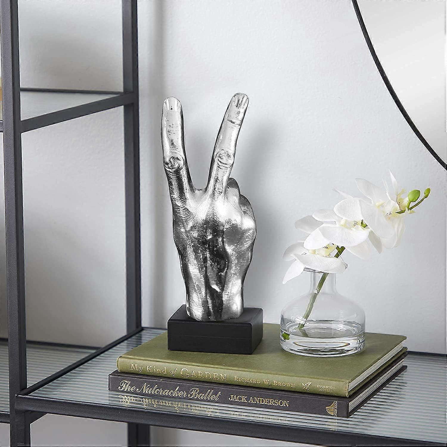 Silver Polyresin Hand Gesture Desk Statues Finger Sculpture Decor ...