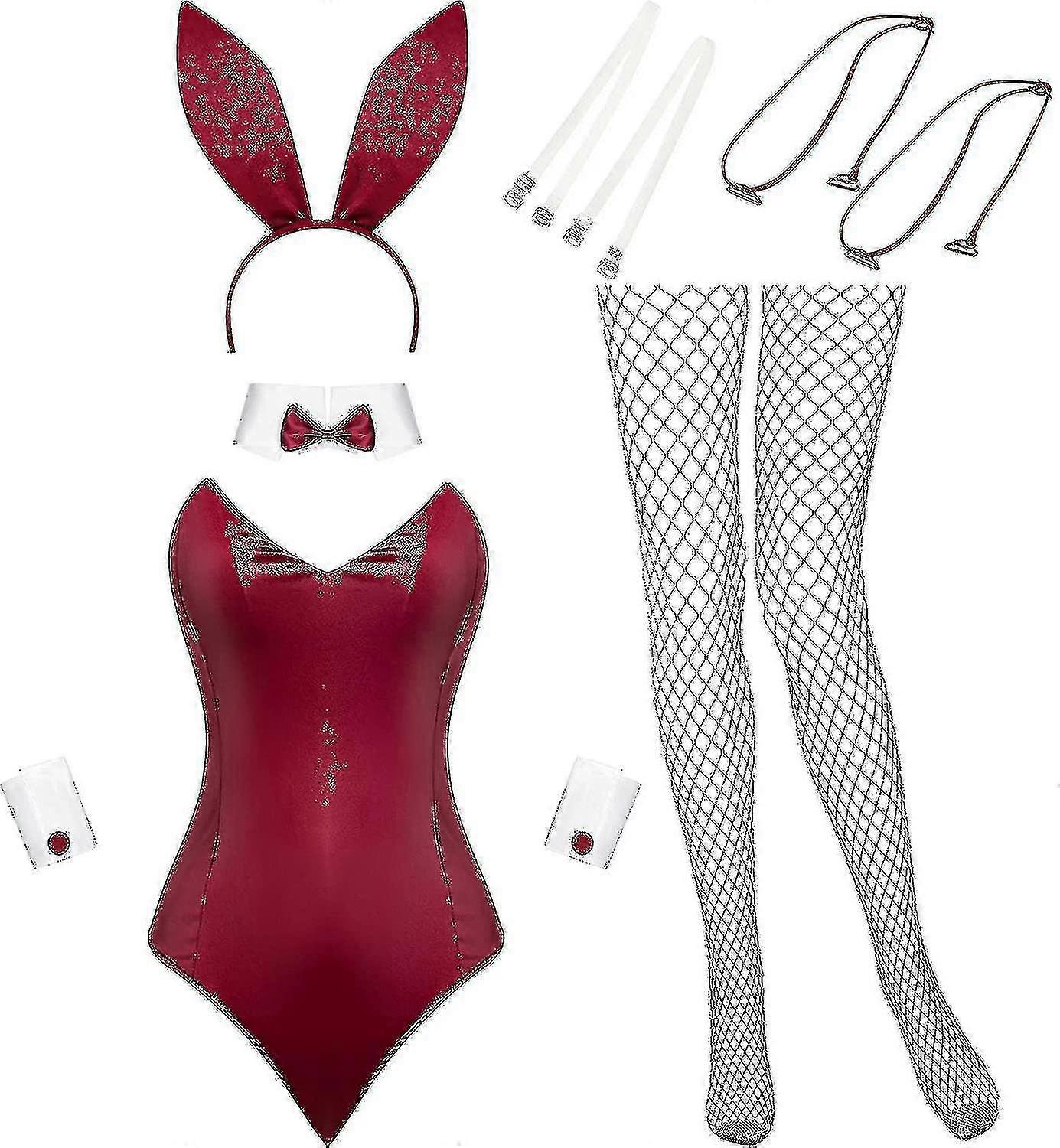 Bunny Costume Women Lingerie And Tails Bodysuit Role Play Rabbit Outfit ...