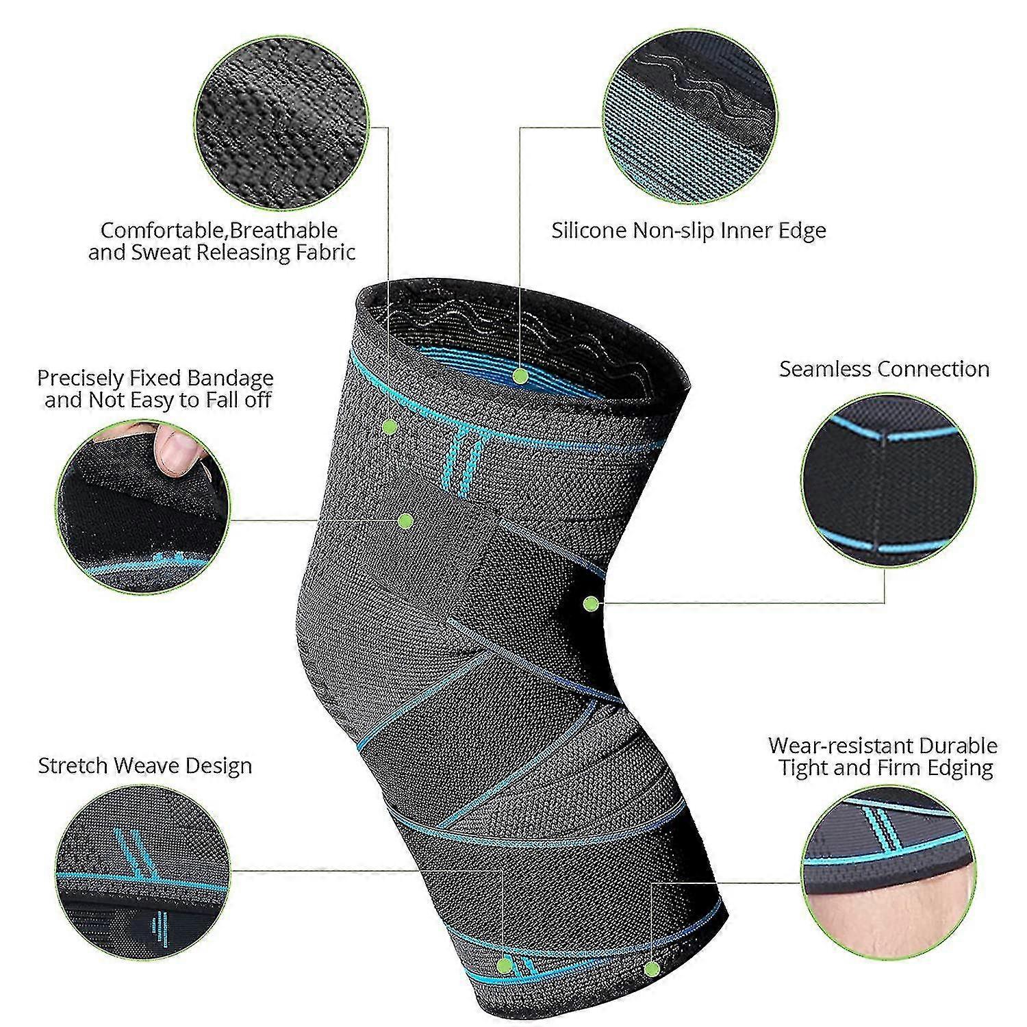 2 Pieces Knee Brace, Adjustable Elastic Knee Brace, Sports Compression ...