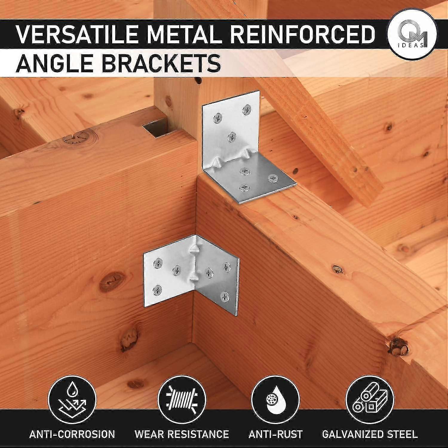 15pc Angle Brackets (40 X 40 X 40) Corner Reinforced Metal Braces Wood Timber Galvanised Steel ...