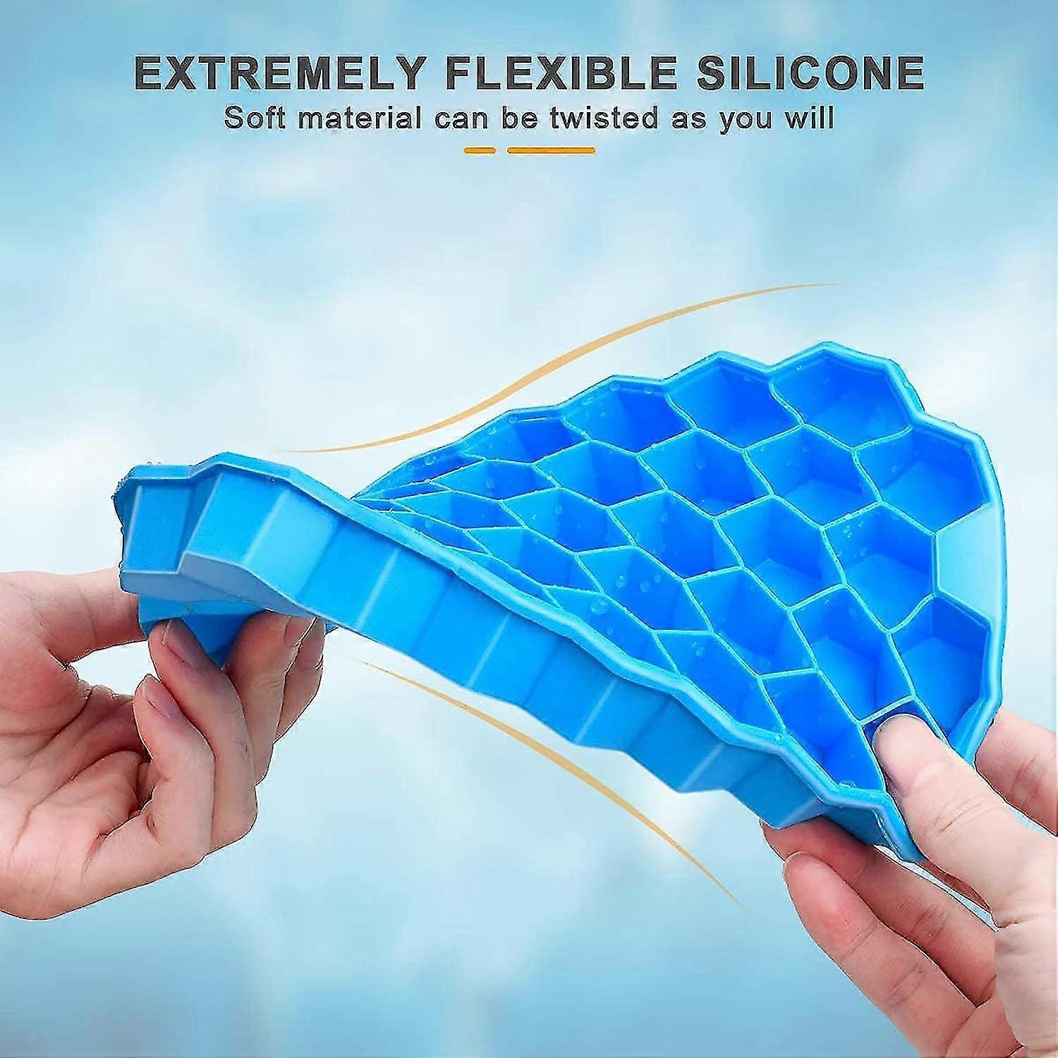 Ice Cube Trays with Lids, 2 Pack 74 Flexible Silica Gel Ice Cubes BPA ...