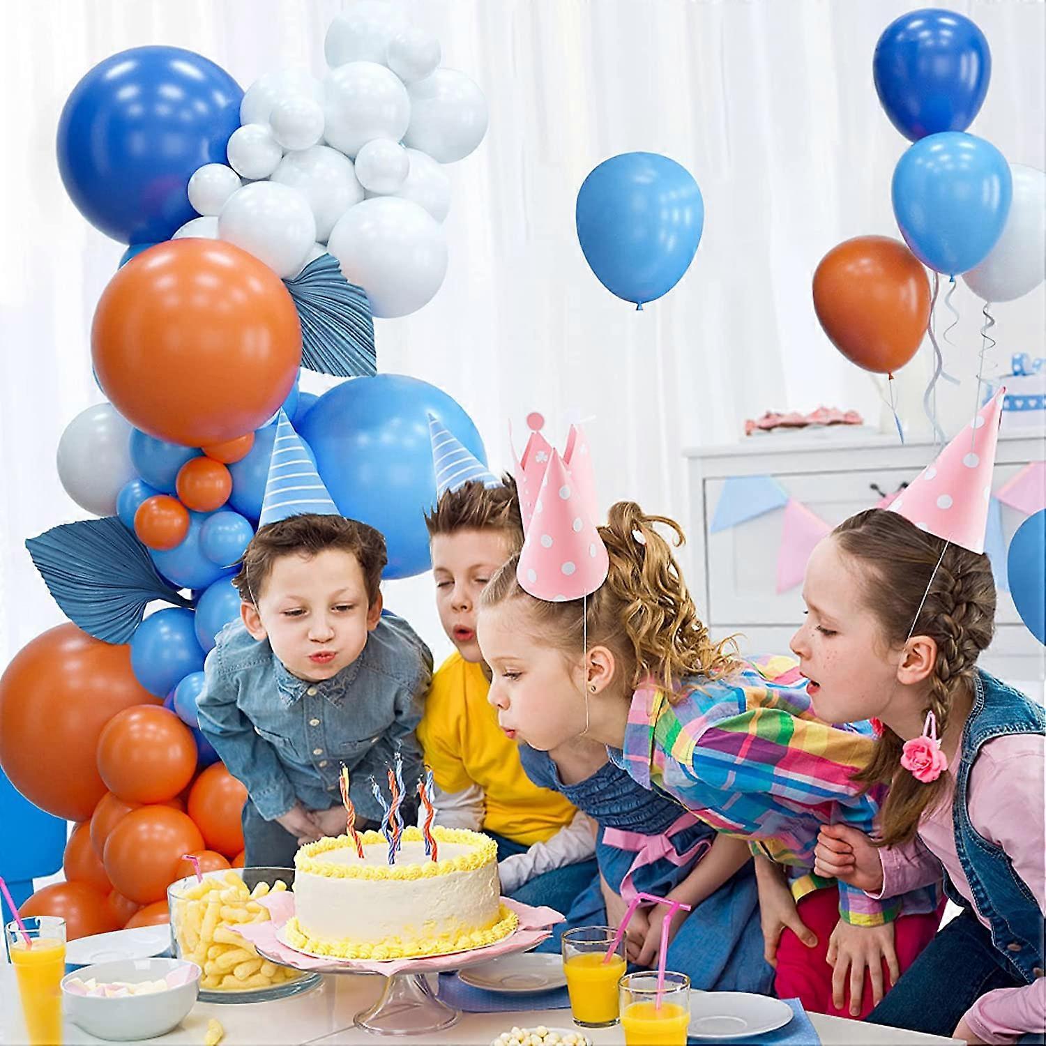 Blue Balloons Garland Kit, Blue Orange Balloon Arch Kit with White ...